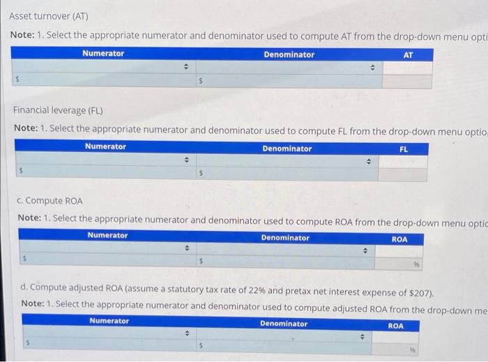 Solved Compute Measures for DuPont Disaggregation Analysis | Chegg.com