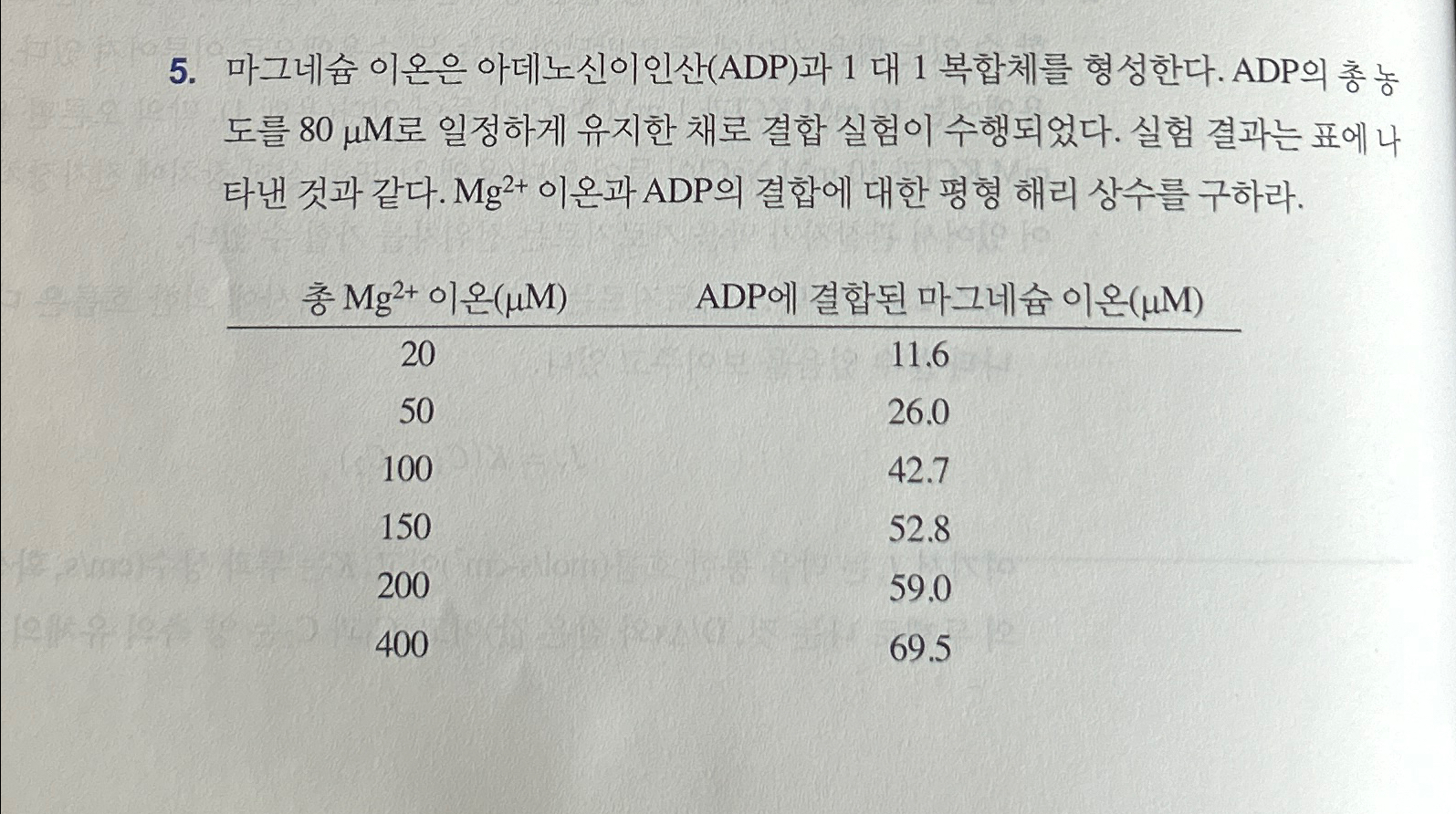 Solved 마그네슘 이온은 아데노신이인산(ADP)과 1 대 1 복합체를 형성한다. ﻿ADP | Chegg.com