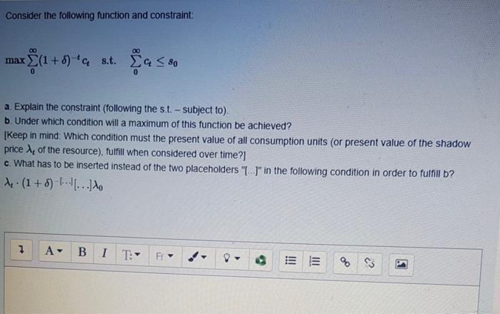 Consider the following function and constraint: max | Chegg.com