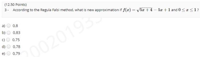 Solved (12.50 Points) 3. According to the Regula Falsi | Chegg.com