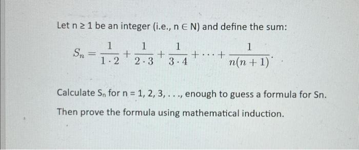 Solved Let n≥1 be an integer (i.e., n∈N ) and define the | Chegg.com Solved Let n≥1 be an integer (i.e., n∈N ) and define the | Chegg.com