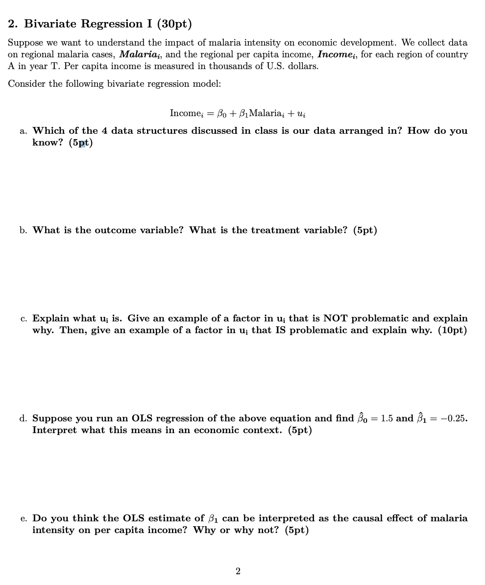 Solved Bivariate Regression I (30pt)Suppose we ﻿want to | Chegg.com