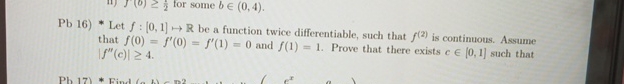 Solved Pb 16) * ﻿Let f:[0,1]|→R|| ﻿be a function twice | Chegg.com