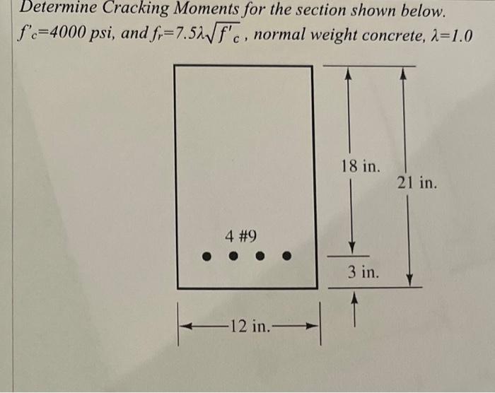 Solved Determine Cracking Moments for the section shown | Chegg.com