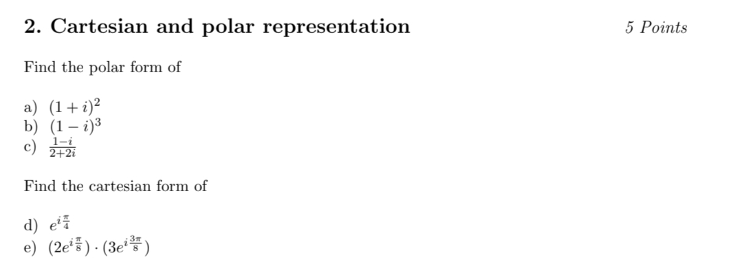 Solved Cartesian and polar representation5 ﻿PointsFind the | Chegg.com