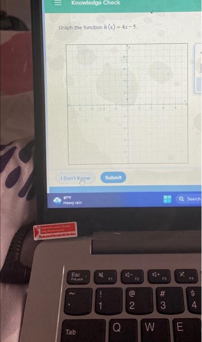 Solved Knowledge Check Graph the function h(x) = 4x-5. I | Chegg.com