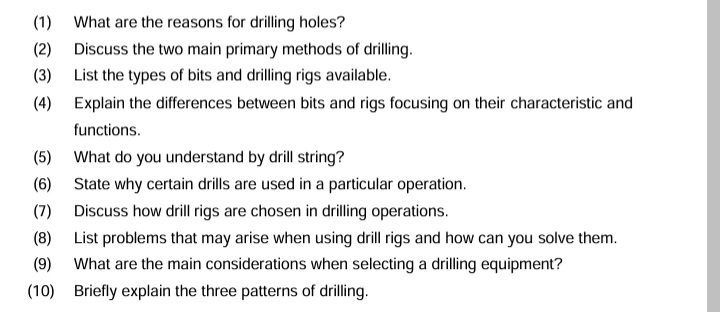 Solved (1) ﻿What are the reasons for drilling holes?(2) | Chegg.com