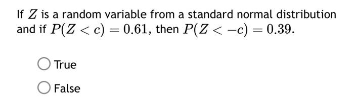 Solved If Z is a random variable from a standard normal | Chegg.com