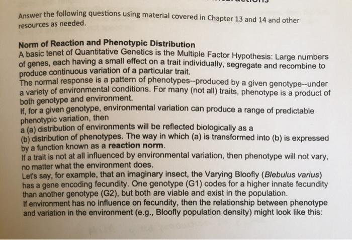 Many actual norms of reaction are non-additive. | Chegg.com