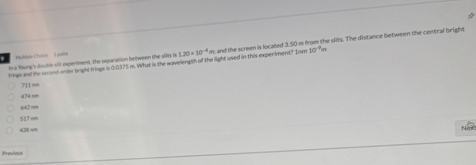 Solved fringe and the second-order bright fringe is 0.0375 | Chegg.com
