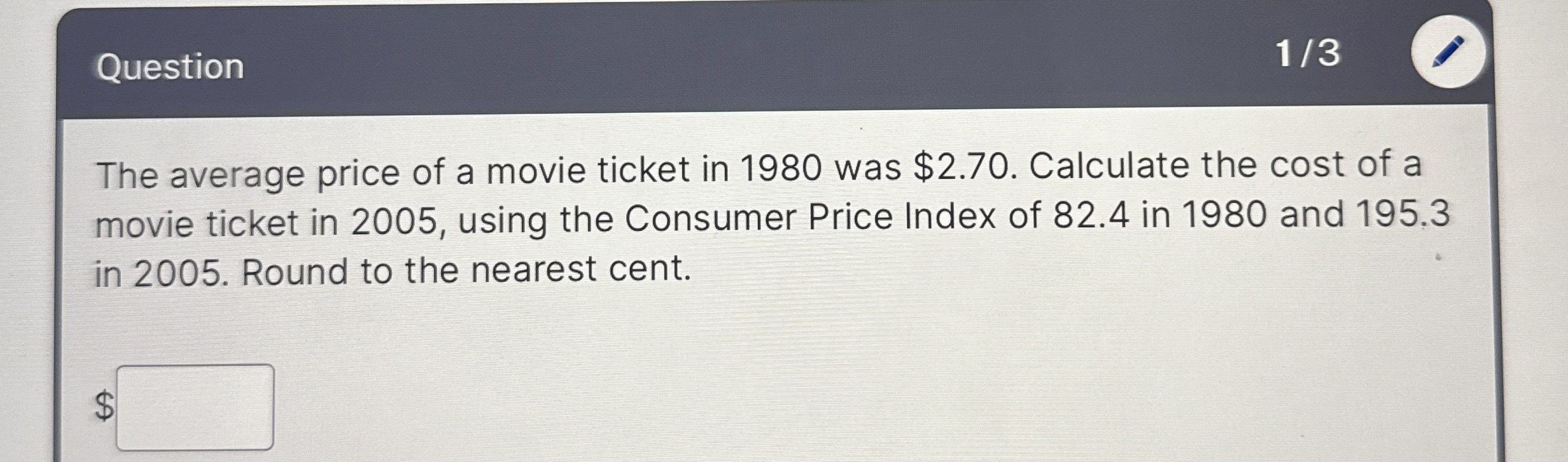 Solved The average price of a movie ticket in 1980 ﻿was | Chegg.com
