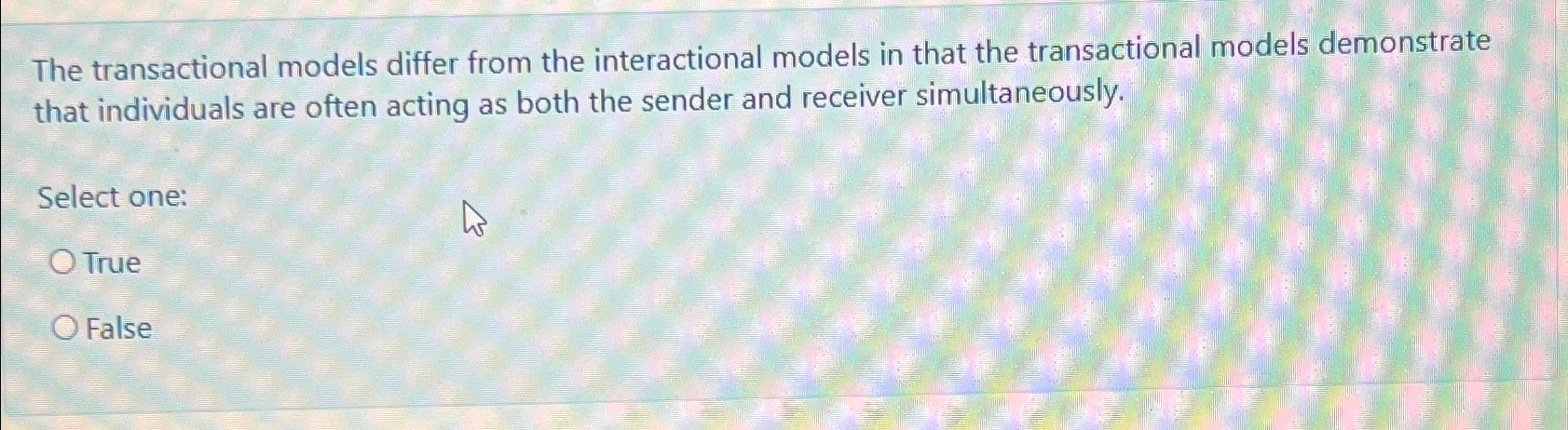 Solved The transactional models differ from the | Chegg.com