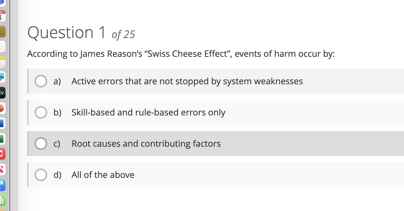 Solved Question 1 ﻿of 25According to James Reason's "Swiss | Chegg.com