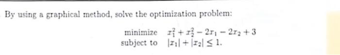 Solved By using a graphical method, solve the optimization | Chegg.com