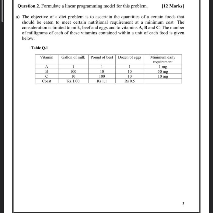 Solved Question2 Formulate A Linear Programming Model For 0566