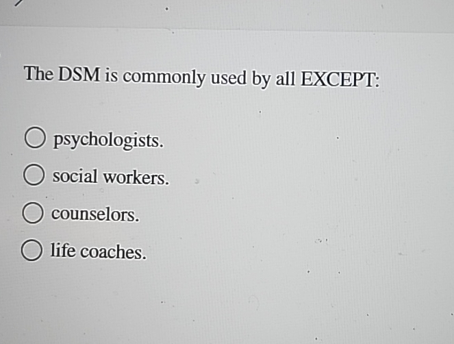 Solved The DSM is commonly used by all | Chegg.com