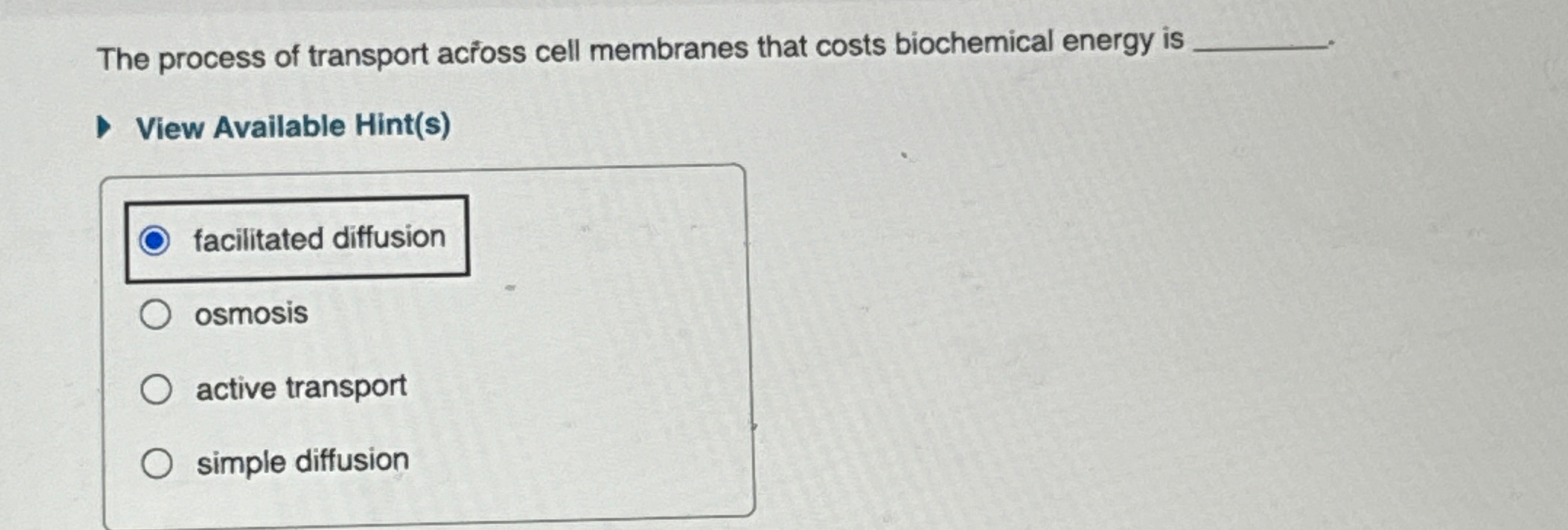 Solved The process of transport acioss cell membranes that | Chegg.com