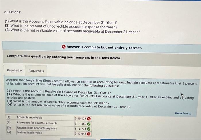 Solved Joey's Bike Shop sells new and used bicycle parts. | Chegg.com