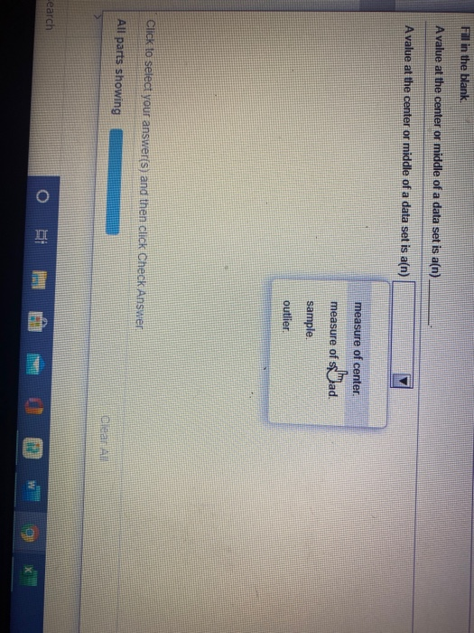 Solved Fill in the blank. A value at the center or middle of | Chegg.com