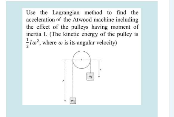 Solved Use the Lagrangian method to find the acceleration of | Chegg.com