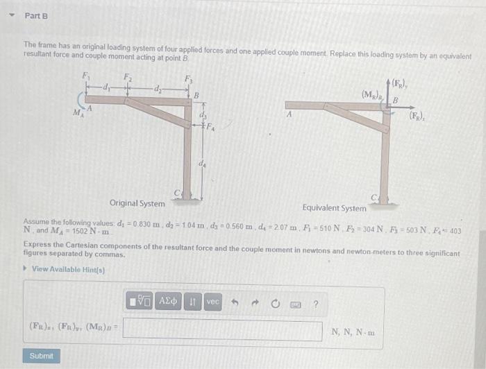 Solved Part B The frame has an original loading system of | Chegg.com