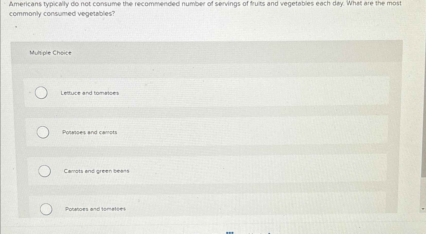 Solved Americans typically do not consume the recommended | Chegg.com
