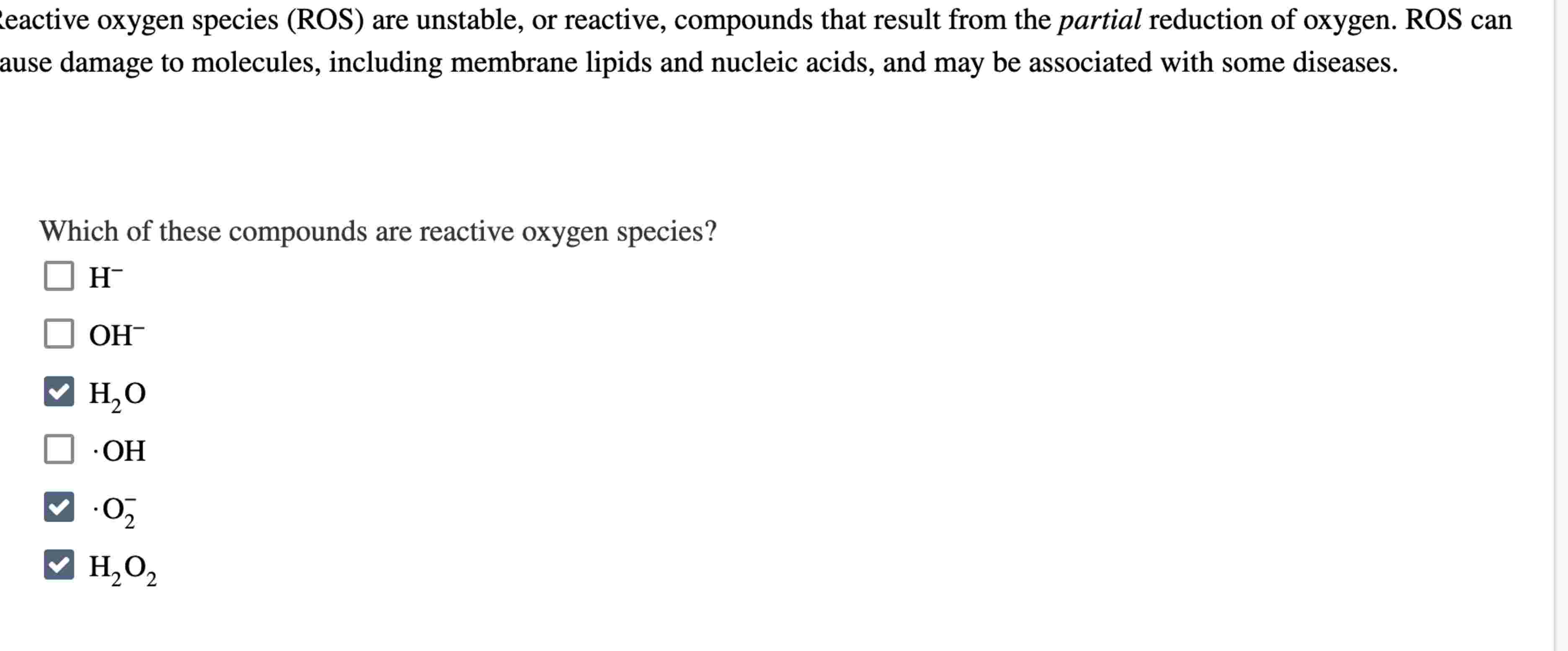 Solved eactive oxygen species (ROS) ﻿are unstable, or | Chegg.com
