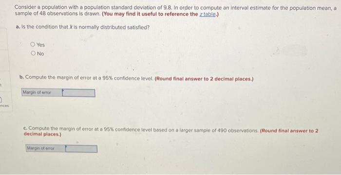 [Solved]: Consider a population with a population standard