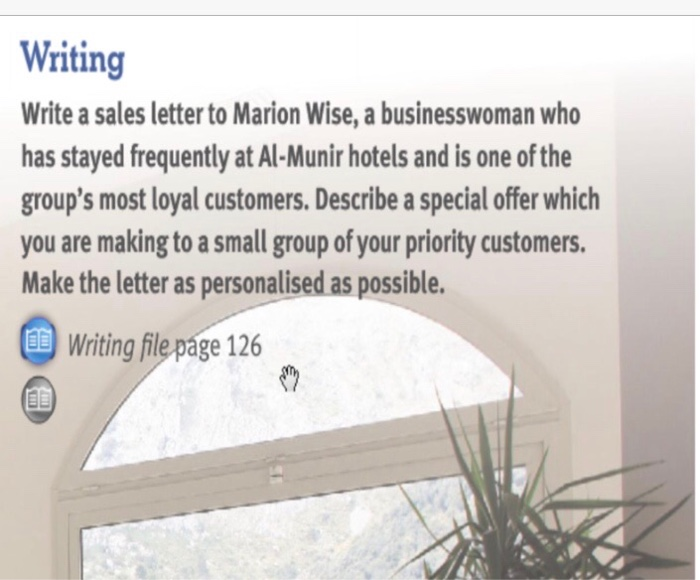 Solved Writing Write a sales letter to Marion Wise, a | Chegg.com
