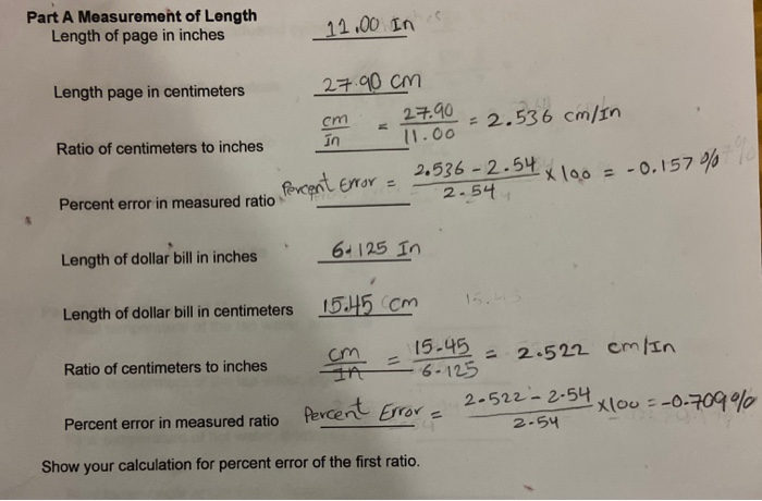 Solved What can you conclude about the two cm/in. ratios you | Chegg.com
