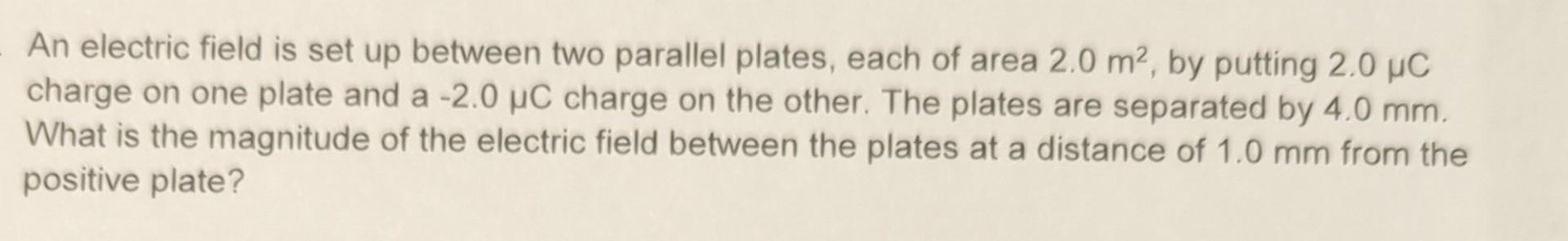 Solved An electric field is set up between two parallel | Chegg.com