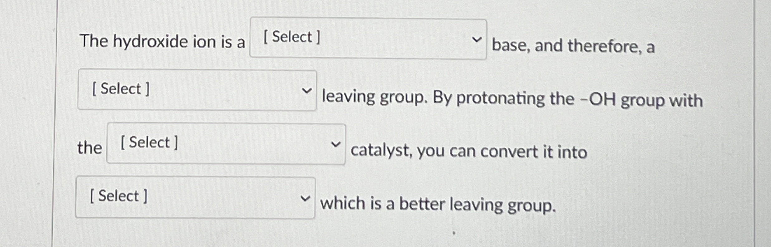 Solved The hydroxide ion is a ﻿base, and therefore, a | Chegg.com