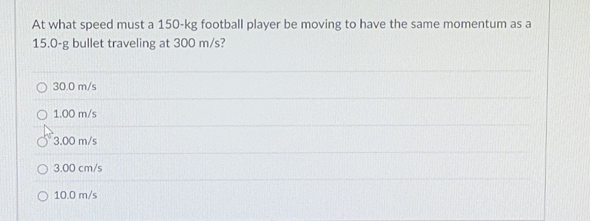 Solved by an EXPERT At what speed must a 150-kg football player be moving | Chegg.com