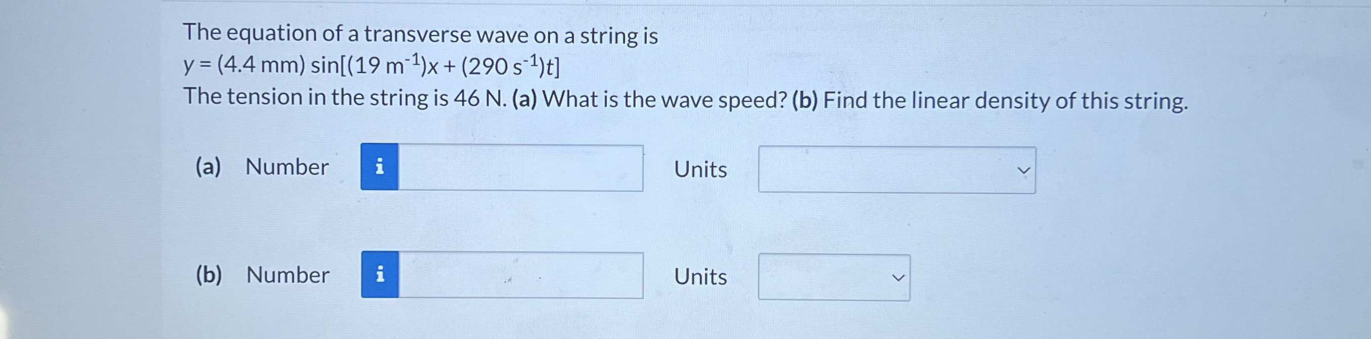 Solved The equation of a transverse wave on a string | Chegg.com