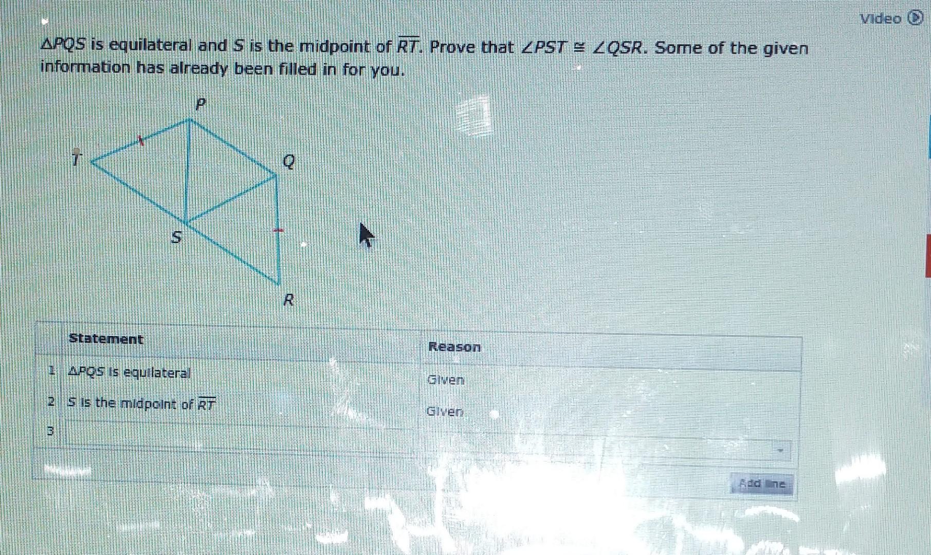 Solved In the diagram, triangle PQS is equilateral and S is | Chegg.com