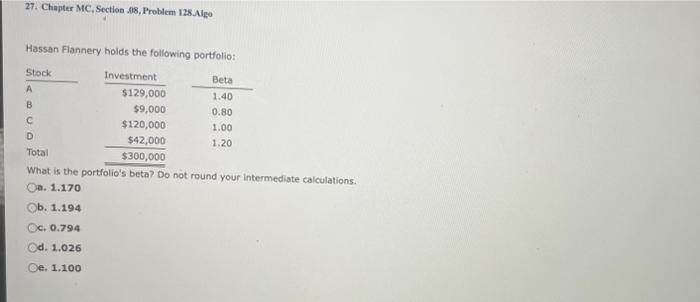 Solved 27. Chapter MC, Section M8, Problem 128. Algo Hassan | Chegg.com