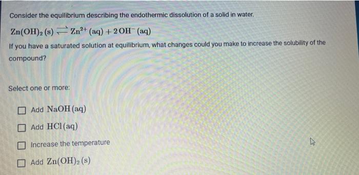 Solved Consider the equilibrium describing the endothermic | Chegg.com