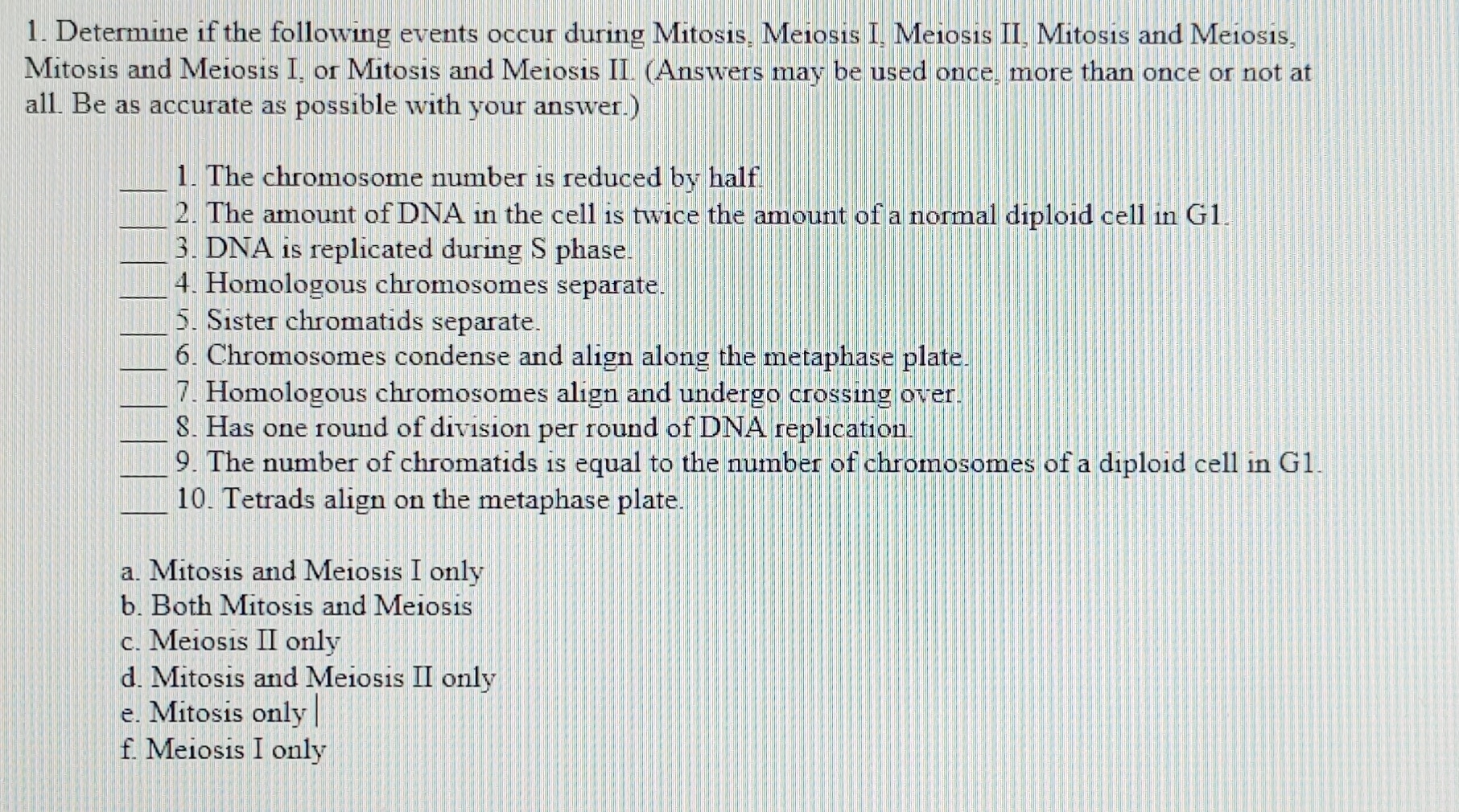 Solved Determine if the following events occur during | Chegg.com