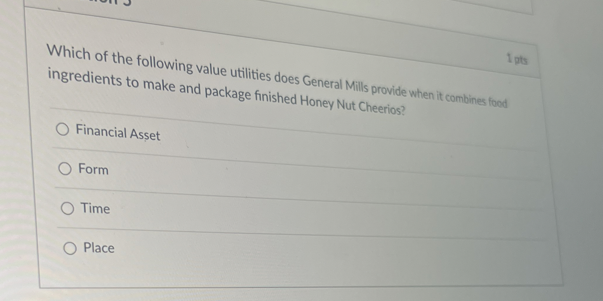 Solved 1 ﻿ptsWhich of the following value utilities does | Chegg.com