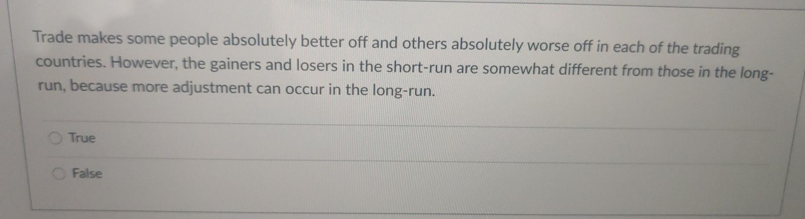Solved According to the Stolper-Samuelson theorem, the | Chegg.com