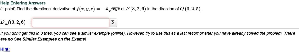 Solved Help Entering Answers(1 ﻿point) ﻿Find the directional | Chegg.com