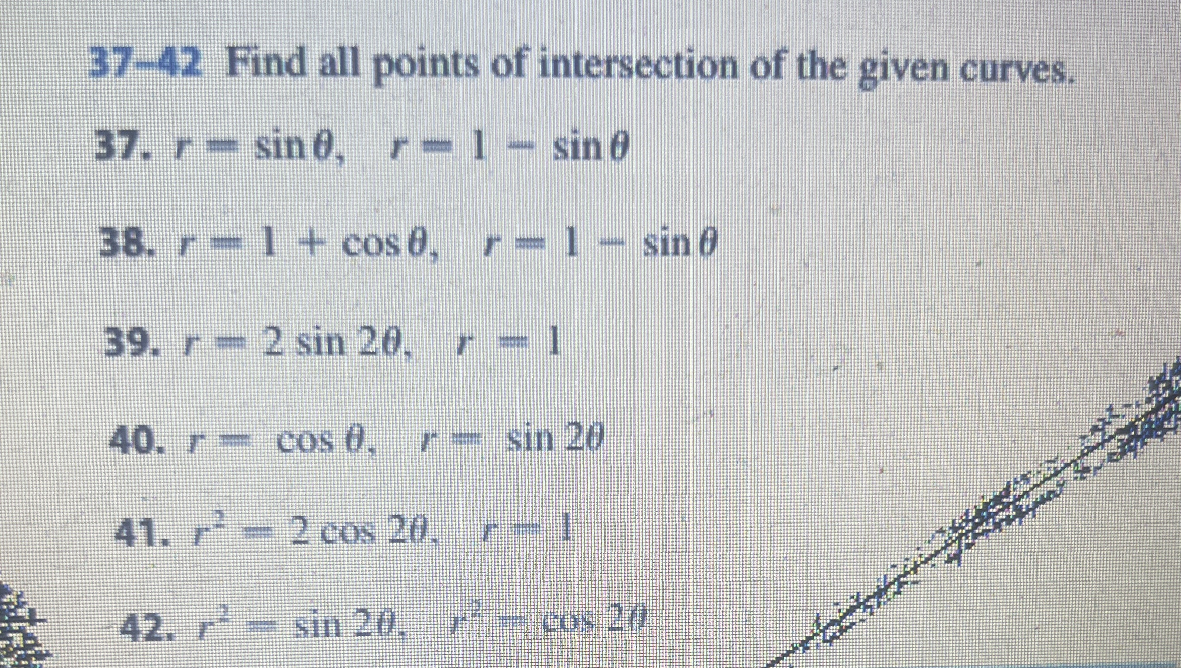 Solved 37-42 ﻿Find all points of intersection of the given | Chegg.com