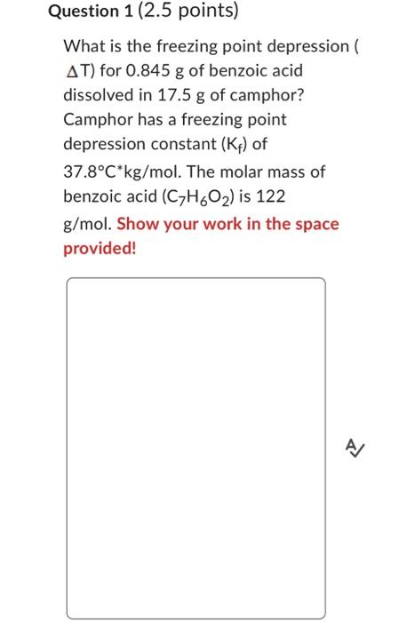 Solved What is the freezing point depression ( ΔT ) for | Chegg.com