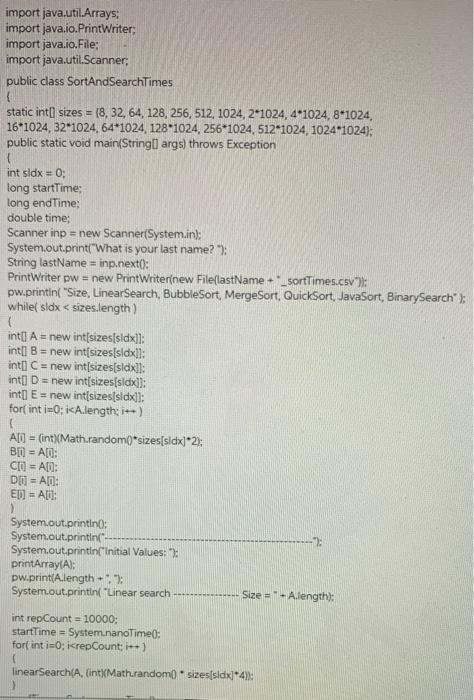 Solved import java.util.Arrays: import java.io. PrintWriter: | Chegg.com