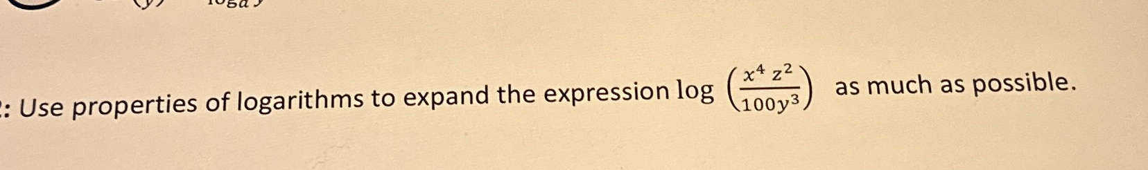 Solved Use properties of logarithms to expand the expression | Chegg.com