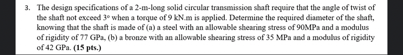 Solved by an EXPERT The design specifications of a 2-m-long solid ...