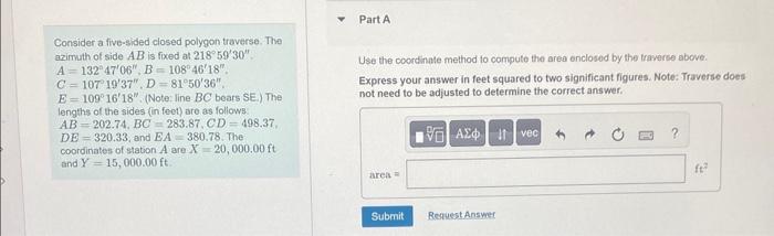 Solved Find the area of this 5 sided polygon. (Consider the | Chegg.com