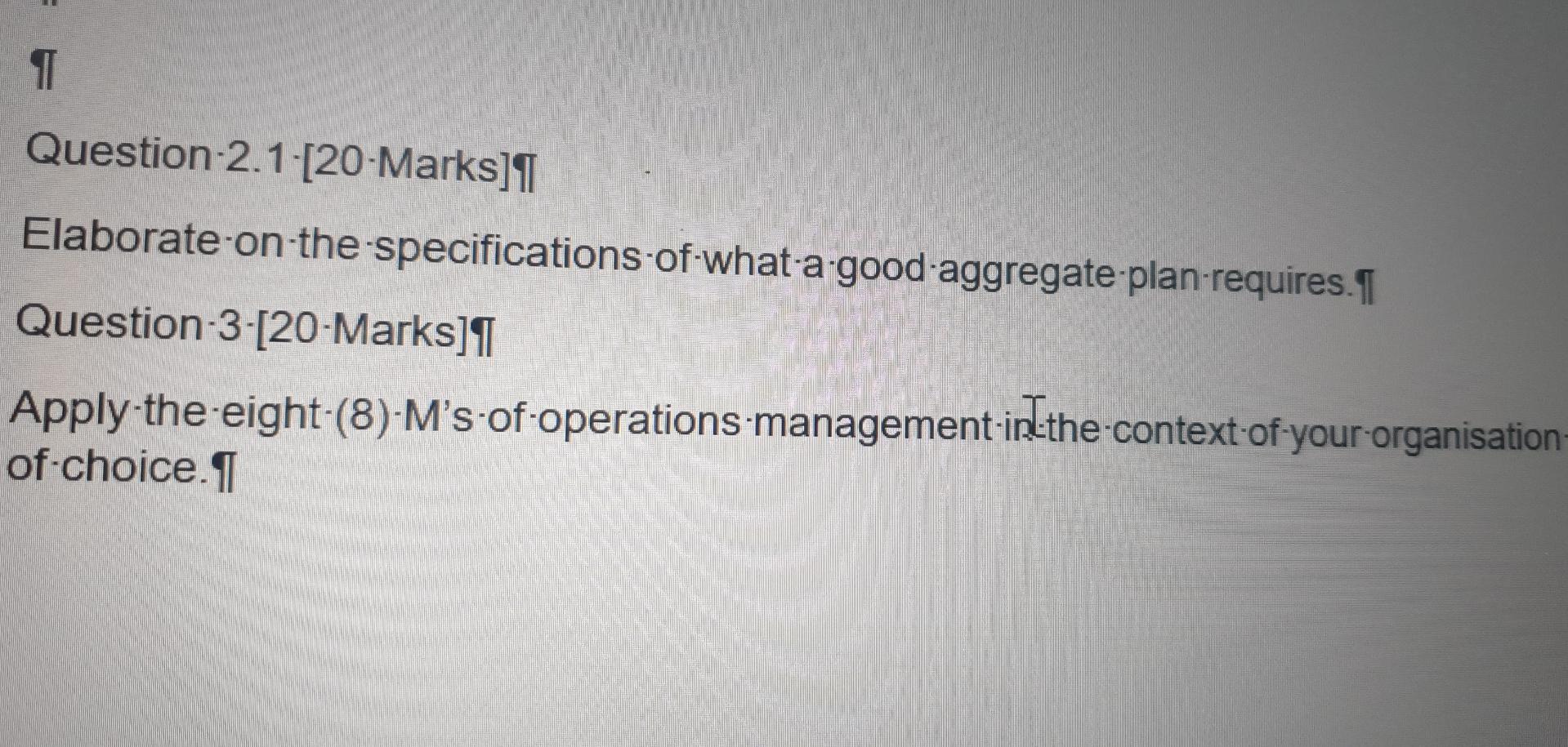 Solved apply the eight Master of operations management in | Chegg.com