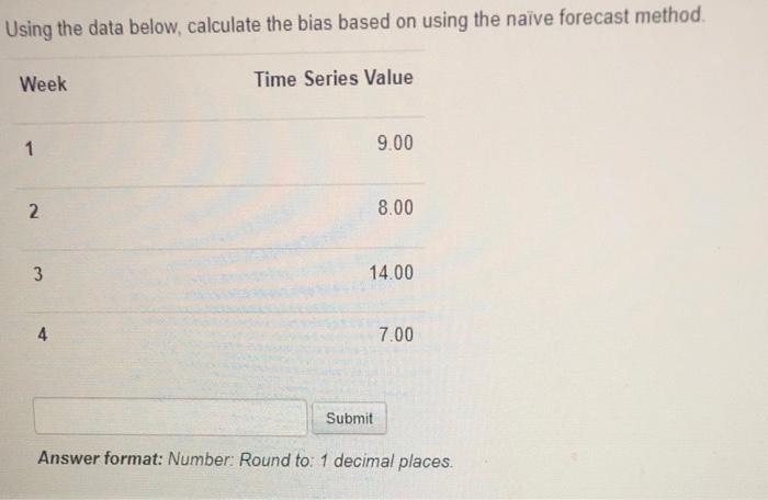 Solved Using the data below, calculate the bias based on | Chegg.com