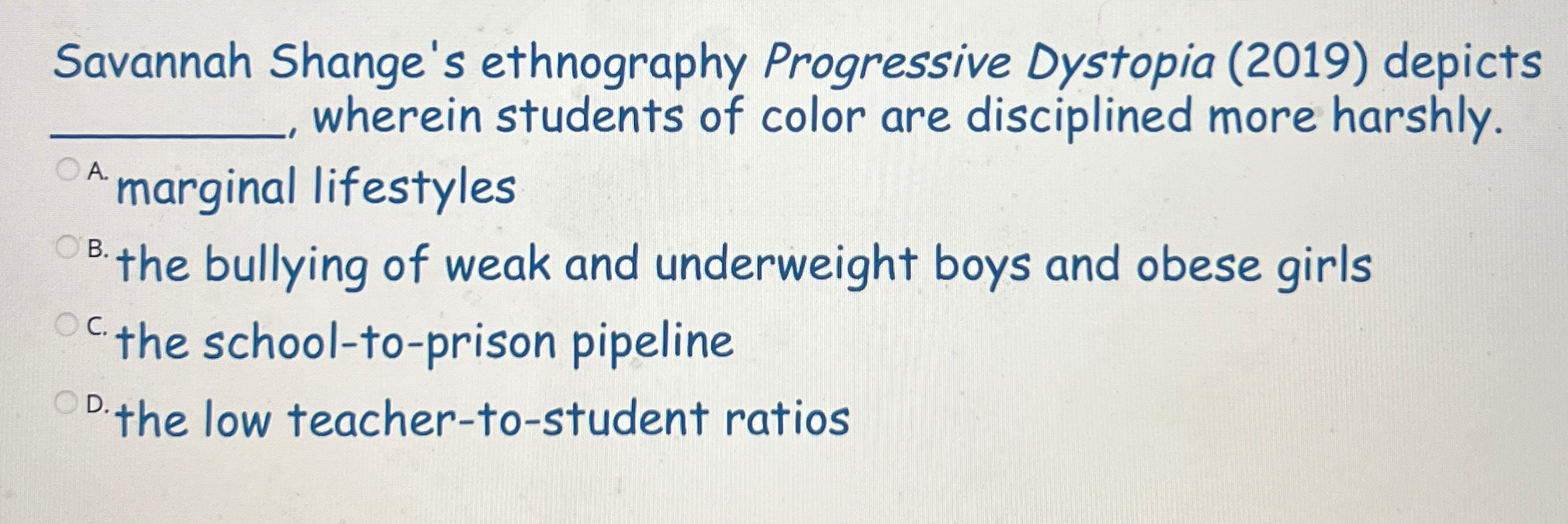 Solved Savannah Shange's ethnography Progressive Dystopia | Chegg.com